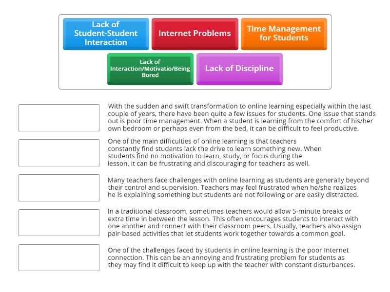 The most common online learning problems and solutions - Match up