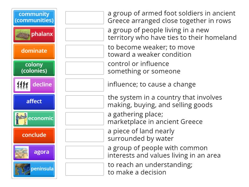 Chapter 5 Lesson 1 The Rise of Greek Civilization - Match up