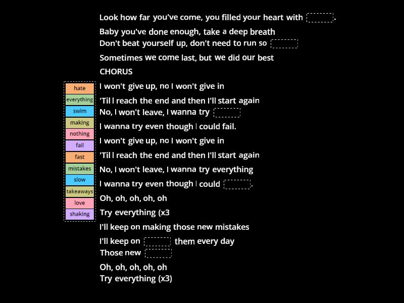 Zootopia lyrics - Shakira - Cloze Part 2 - Complete the sentence