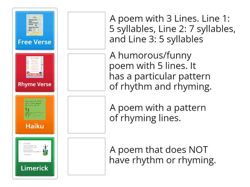 Types of Poems - Match up