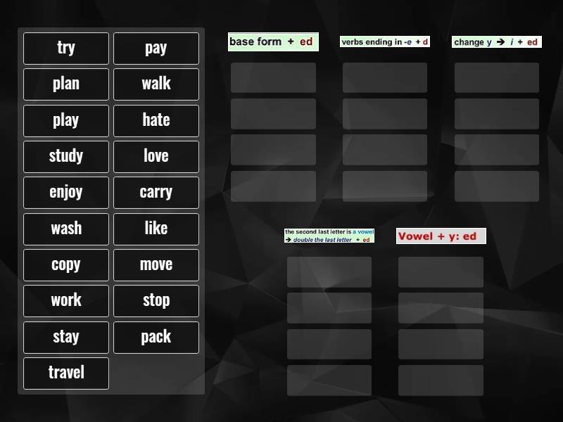 EF_Elem_Unit 7B_Regular verbs - Group sort