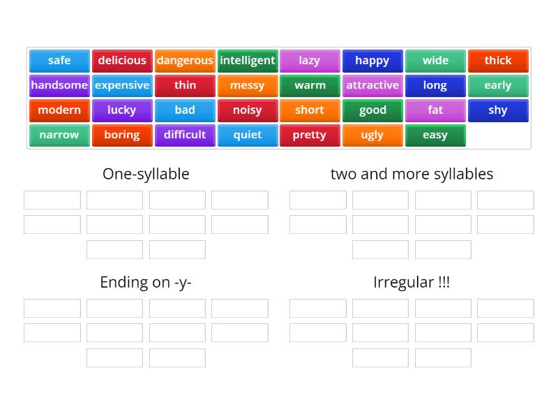 Comparative and superlative adjectives - Group sort