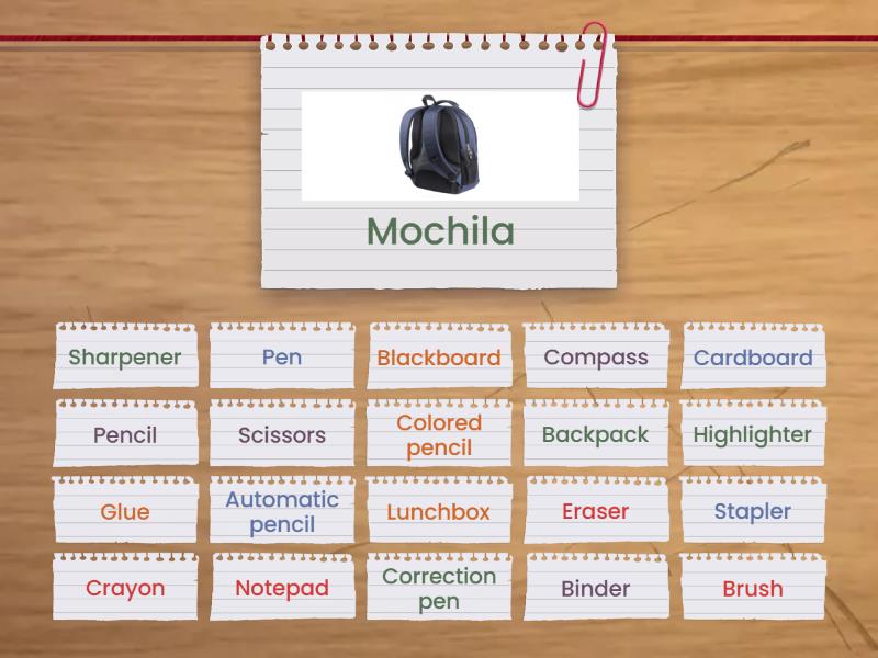 School Objects Game - Find the match