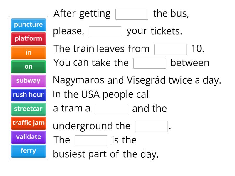 Transport - Complete the sentence