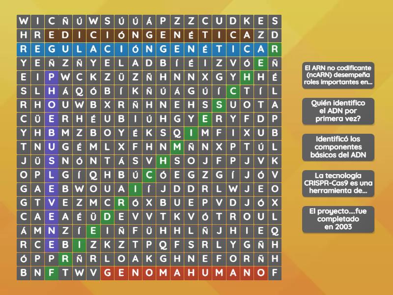 Proyecto de Química ADN y ARN - Sopa de letras