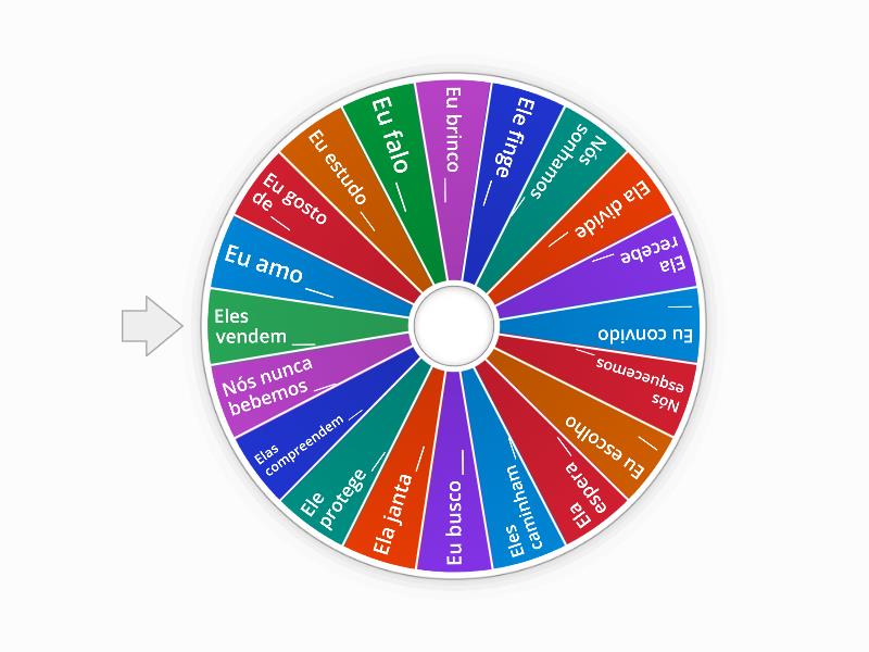 Complete as frases com verbos regulares no presente do indicativo - Random wheel