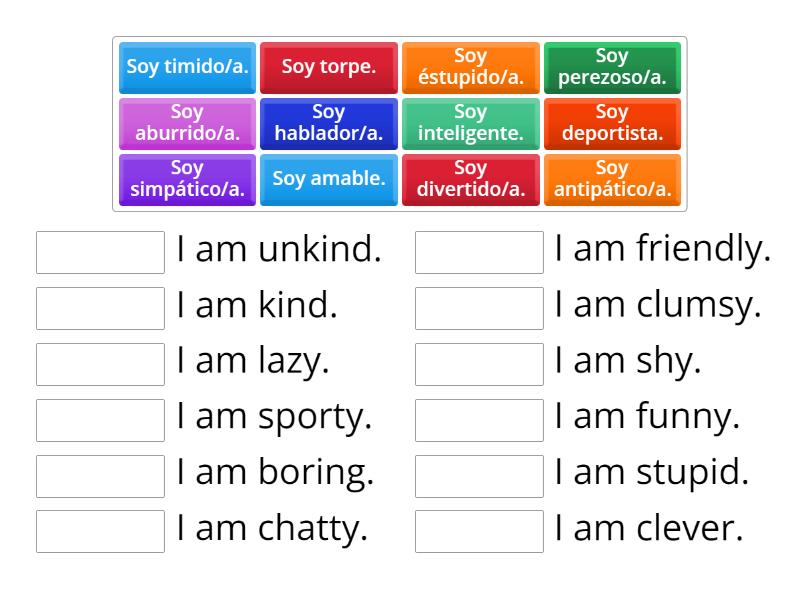 S1 Spanish ¿Cómo eres? - Match up