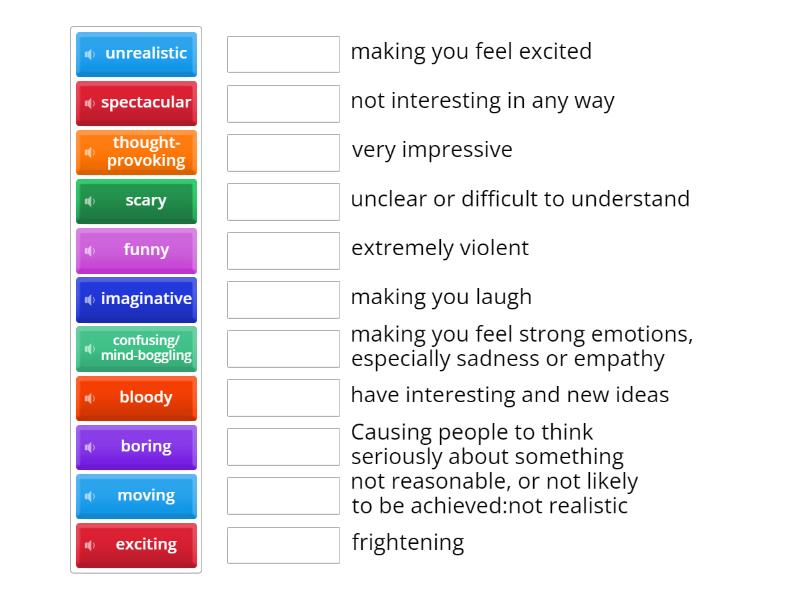 A2.1 Adjectives to describe movies, TV-shows - Match up