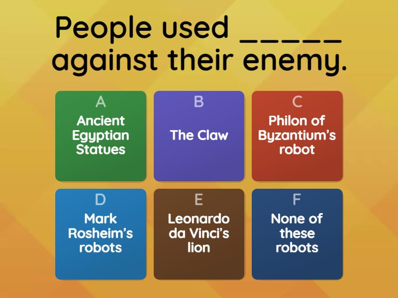 Ancient robots questions - Quiz