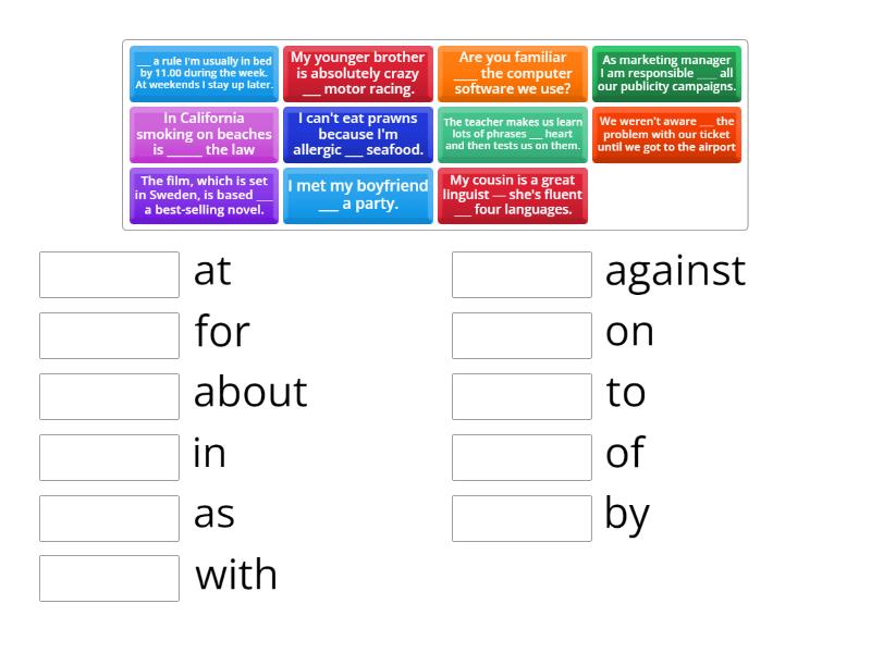 Dependent prepositions fce 9 - Match up