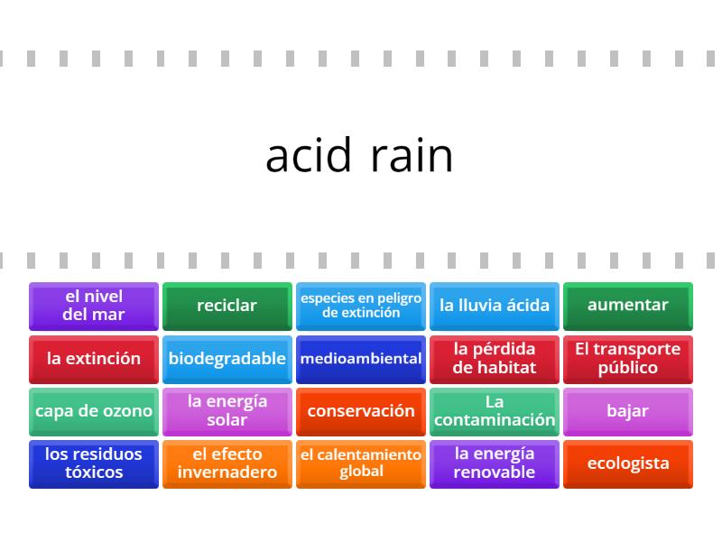 El medio ambiente vocabulario - Find the match