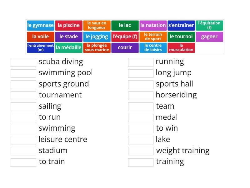 JGF - AQA GCSE - French - 3.3 G - Tu fais du sport? - Match up