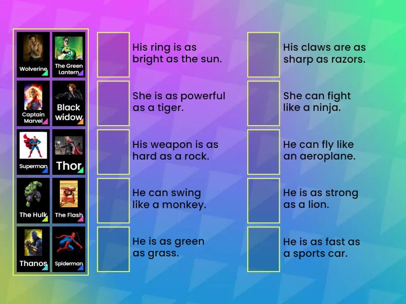 Superhero - abilities - Une las parejas