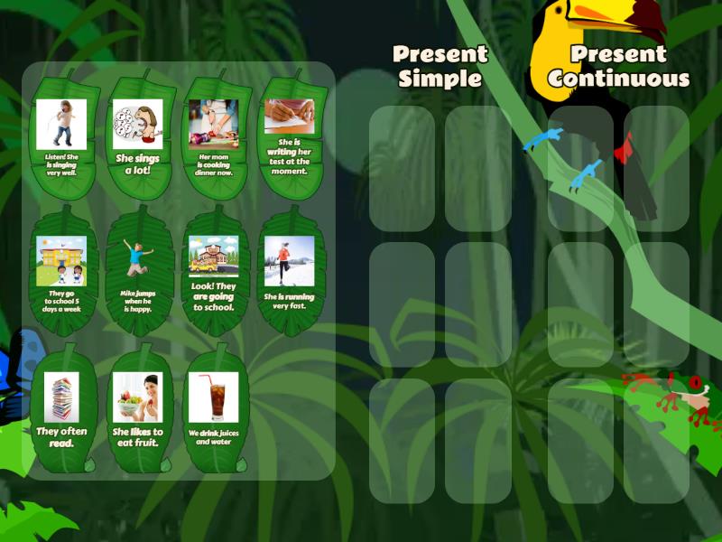 Present Simple - Present Continuous - Posortuj