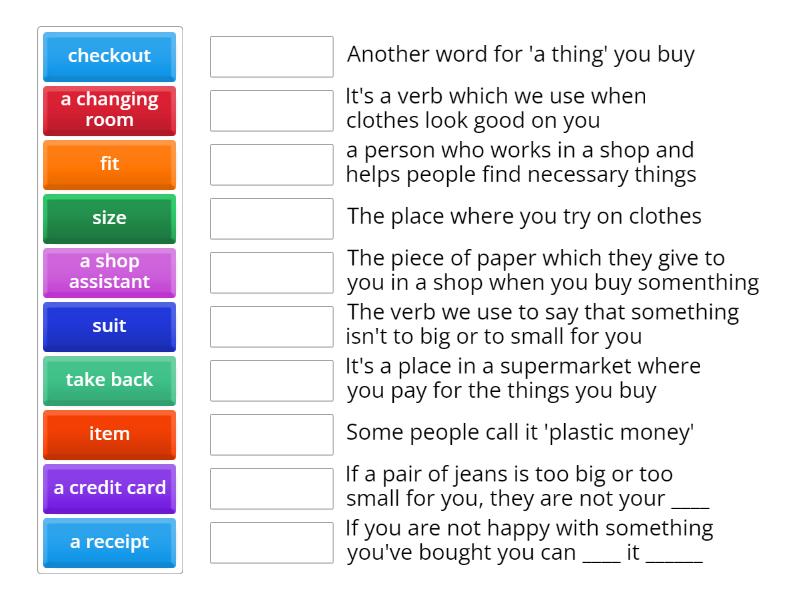 Shopping EF Pre-Intermediate 4B - Match up