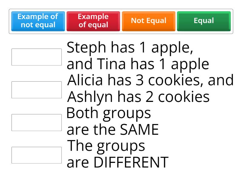 Equal & Not Equal - Match up