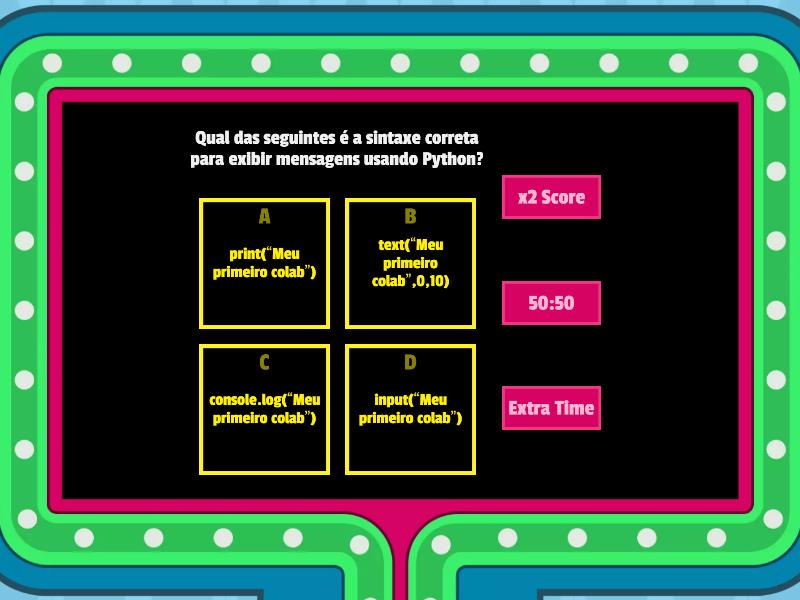 Atividade de Revisão Python - Gameshow quiz