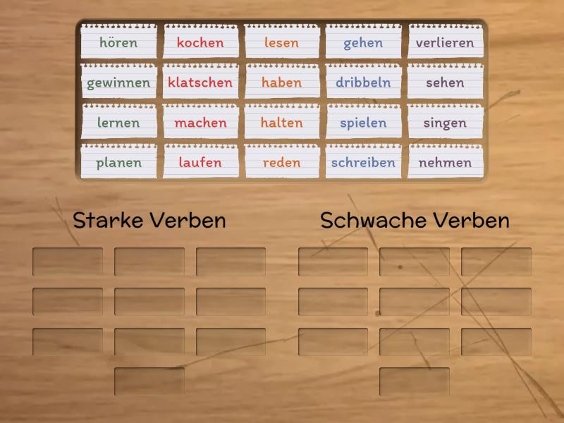 starke und schwache Verben - Group sort