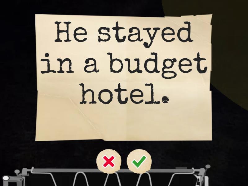 We stayed in a budget hotel. - Flash cards
