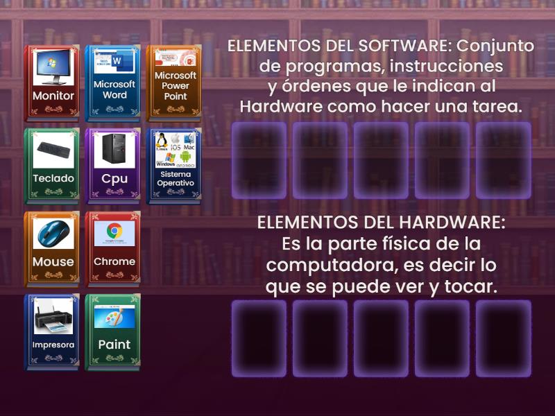 ELEMENTOS DEL SOFTWARE Y HARDWARE - Ordenar por grupo