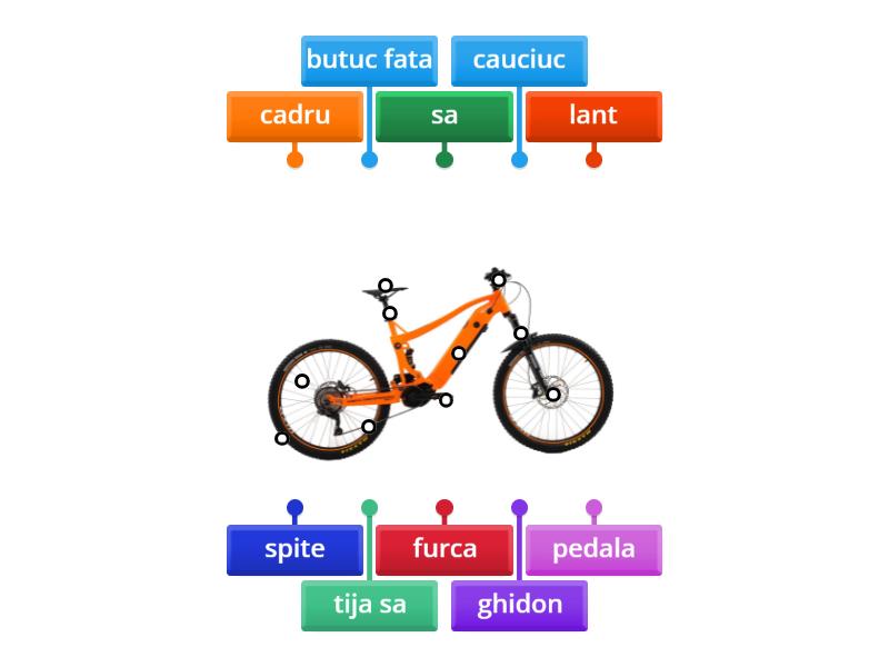Bicicleta, mijloc de transport terestru - Diagrama con etiquetas