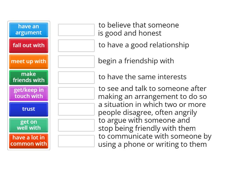 friendship phrasal verbs - Match up