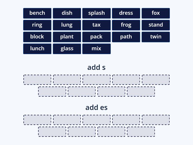 Suffix Plurals -s or -es - Group sort