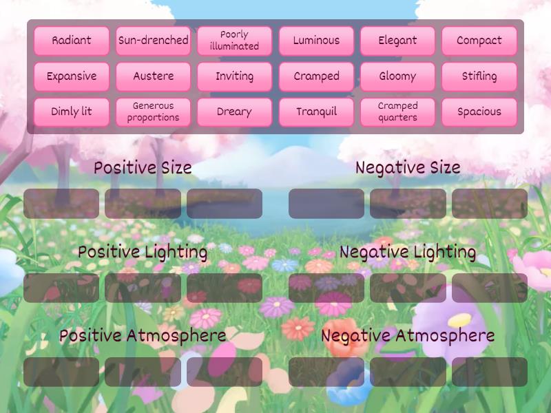 advanced words and phrases to describe rooms or places - Group sort
