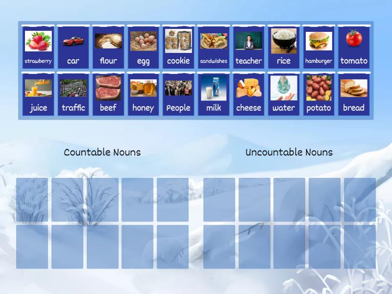Unit 10 ( Countable & Uncountable Nouns) - Group sort