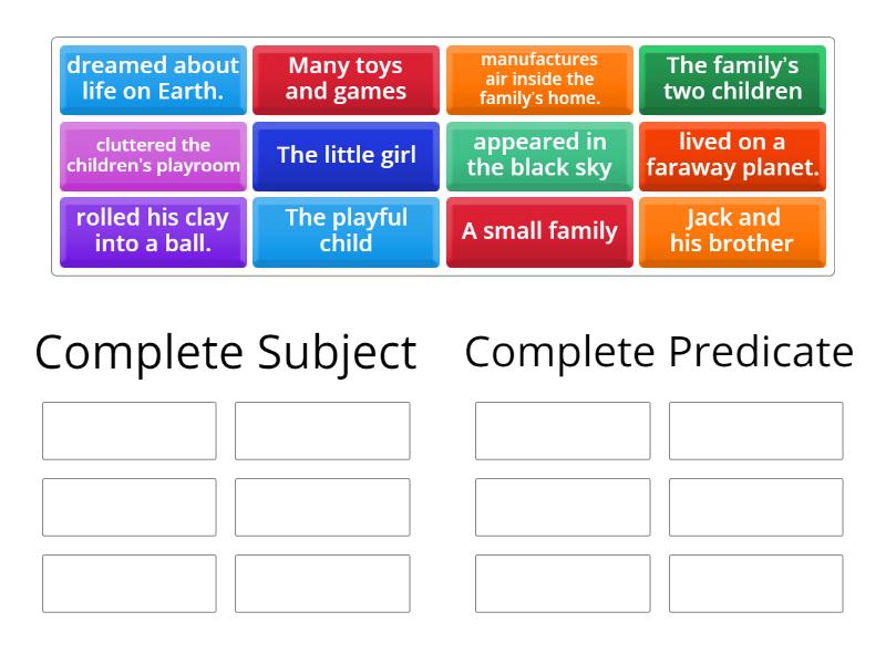 Subjects and Predicates - Group sort