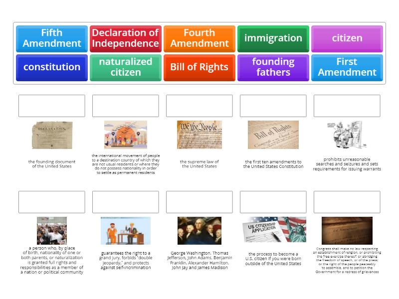 Grade 5: TCI Citizenship Vocabulary - Une las parejas