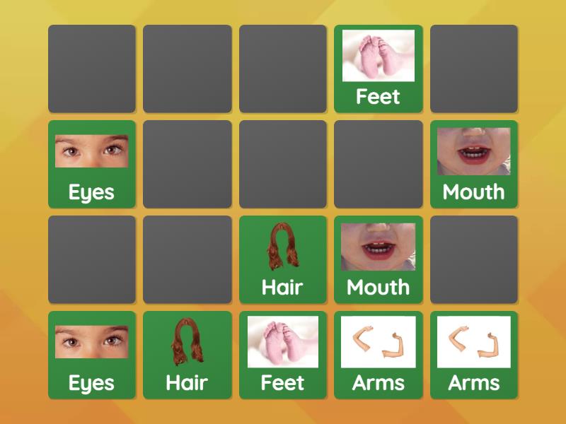 GuessWhat 1- Unit 5 - Parts of the body - Matching pairs
