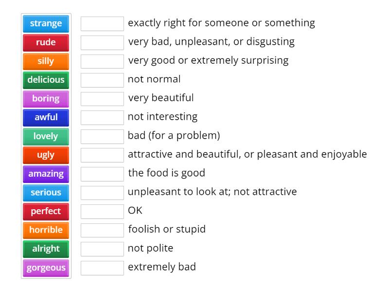 1A Common adjectives - Match up