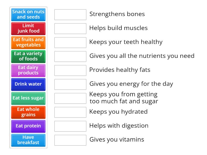 Healthy Eating Habits - Match up