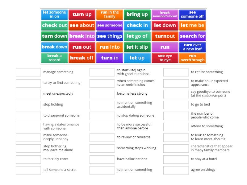 Vocabulary I3-I4 M1 W3 Match the expression with the definition - Match up