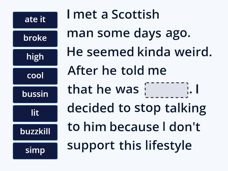 Slang - Completar la frase