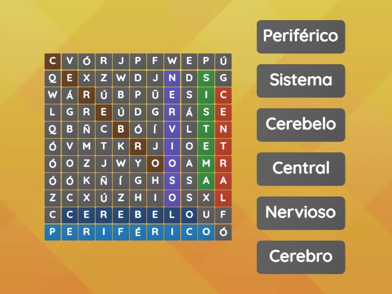 Sistema nervioso - Sopa de letras