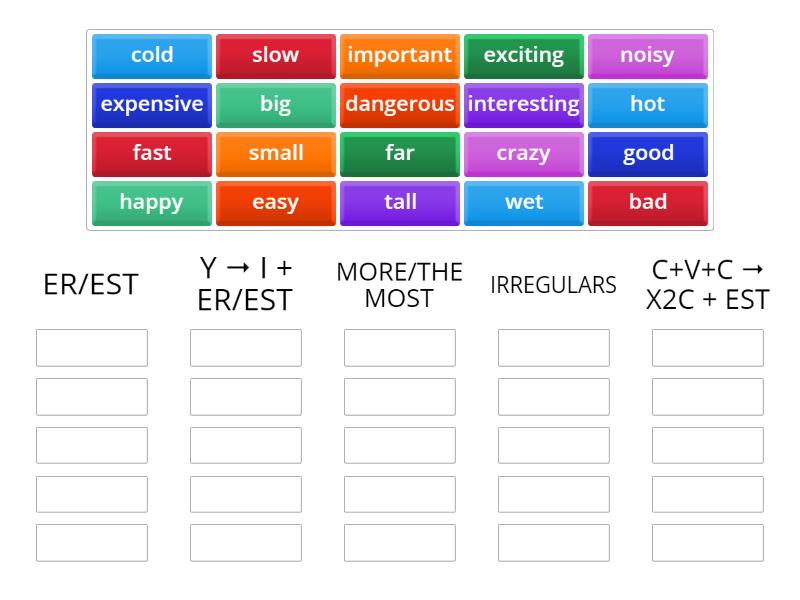 COMPARATIVE AND SUPERLATIVE - Group sort