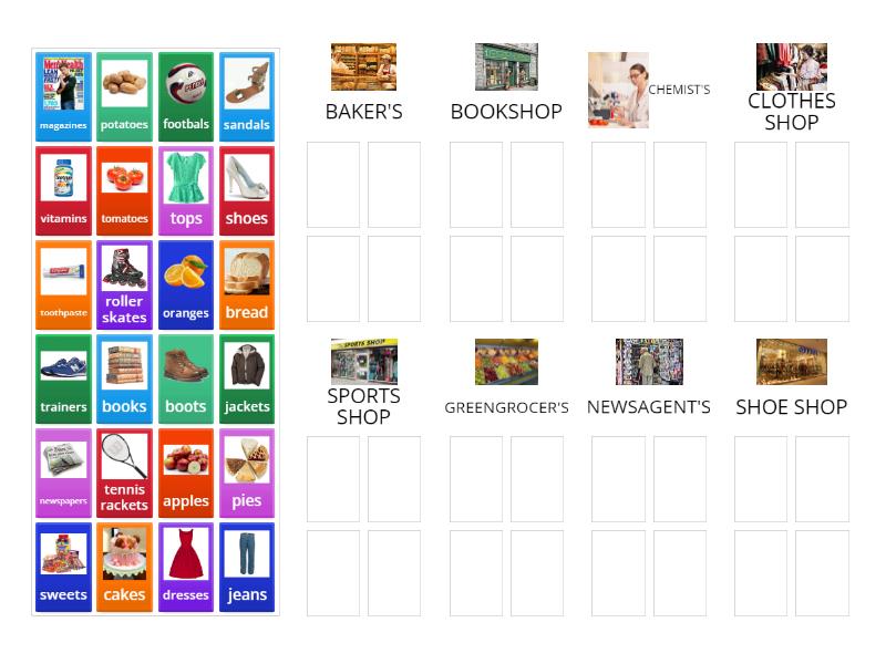 SHOPPING (shops and goods) - Group sort
