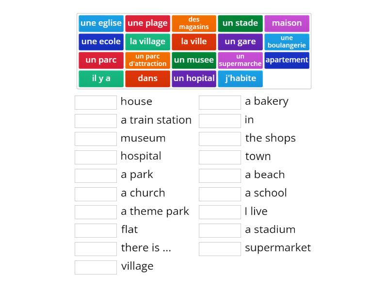 French: Places - Match up
