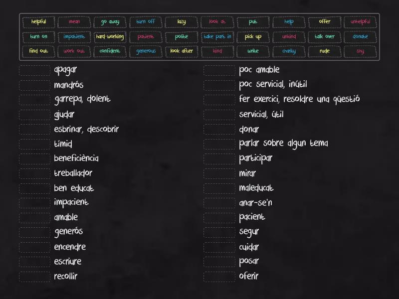 Synchronize 2 - Unit 4 Vocabulary - Match up