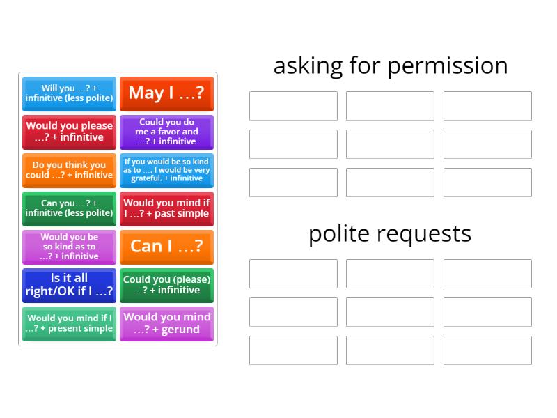Asking for permission / Polite requests - Group sort
