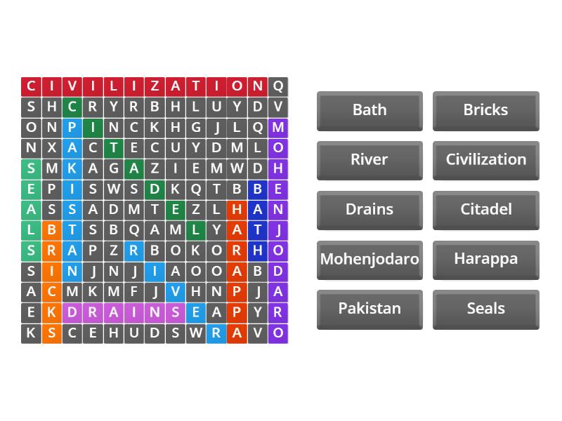 Indus Valley Civilization - Wordsearch