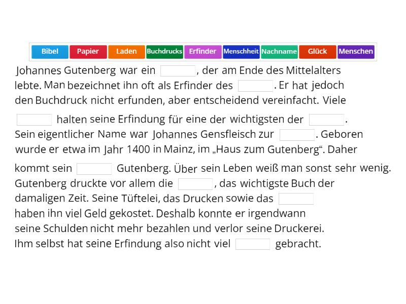 Johannes Gutenberg (Teil 1) - Missing word