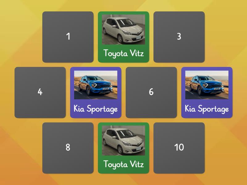 Memory Game Cars - Matching pairs
