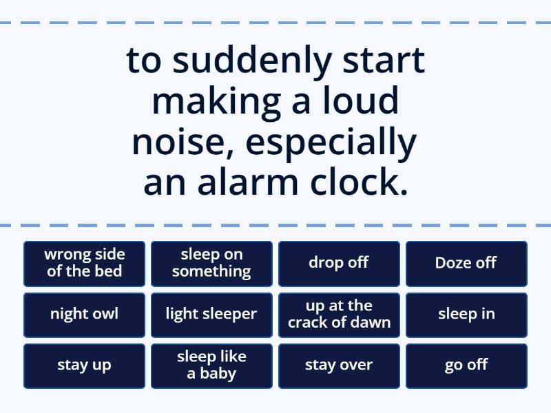 Sleeping phrasal verbs and idioms - Find the match