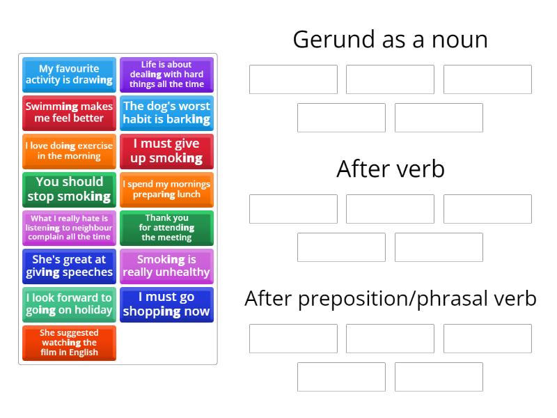 Uses of gerund - Group sort