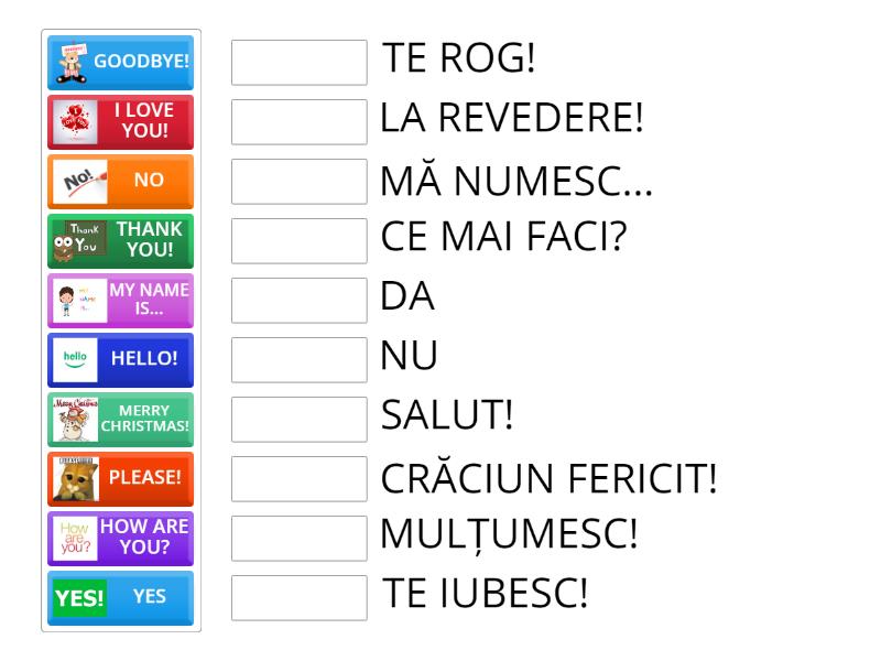 Common Romanian Words/Phrases - Match up