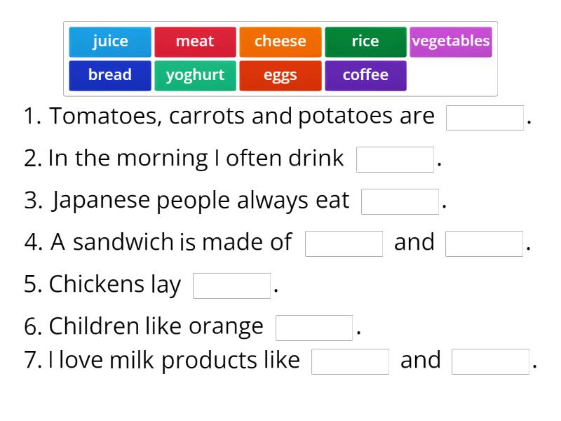 food vocab - Complete the sentence