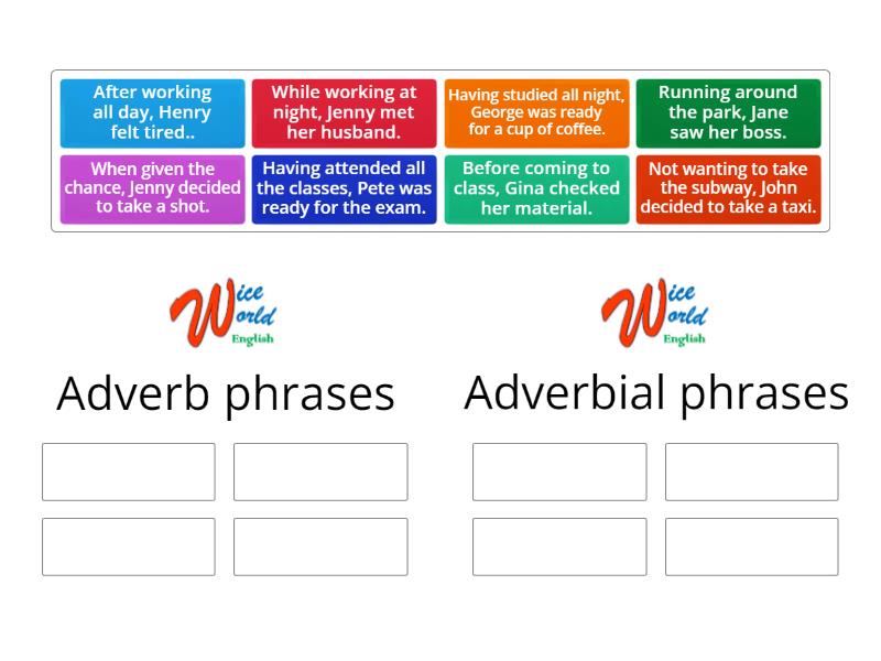 Adverb and adverbial phrases - Group sort
